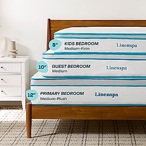 Linenspa 10 Inch Memory Foam and Spring Hybrid Mattress - Medium Feel - Bed in a Box - Quality Comfort and Adaptive Support - Breathable - Cooling - Perfect for a Guest Bedroom - Queen Size