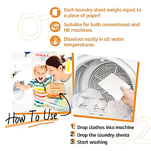 CLEARALIF Laundry Detergent Sheets Up to 160 Loads, Orange - Great For Travel, Apartments, Dorms,CLEARALIF Laundry Detergent Strips Eco Friendly & Hypoallergenic