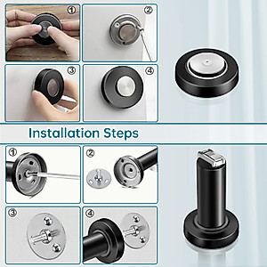 Door Stoppers, Magnetic Door Stop, Heavy Duty Stainless Steel Door Catch, Holder Your Door, Modern Wall/Ground Mount Door Stopper, Black, 2 Pack