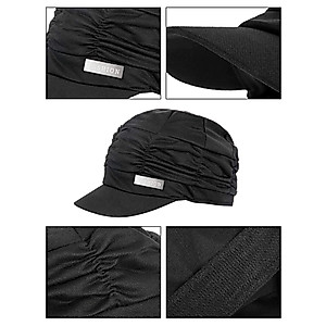 2 Pieces Women Newsboy Cabbie Cap Beret Hats Bamboo Baseball Cap Cotton Painter Visor Hats for Women (Black, Grey)