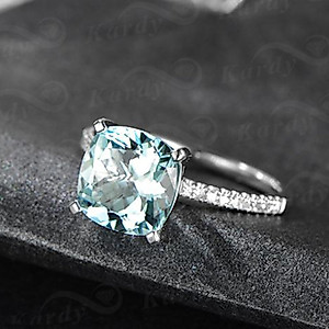 Promise Gemstone natural Aquamarine 14K White Gold Inlay 0.15ct Diamond in South Africa Wedding Engagement Ring For Women