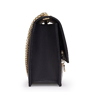 FOXER Women Leather Crossbody Bag Small Crossbody Purse Shoulder Bag Valentine's Day Gift Black, One Size