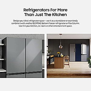 SAMSUNG 12.0 Cu Ft BESPOKE Compact Refrigerator w/ Bottom Freezer, Flexible Slim Design for Small Spaces, Even Cooling, Reversible Door, LED Lighting, Energy Star Certified, RB12A300631/AA, Gray Glass