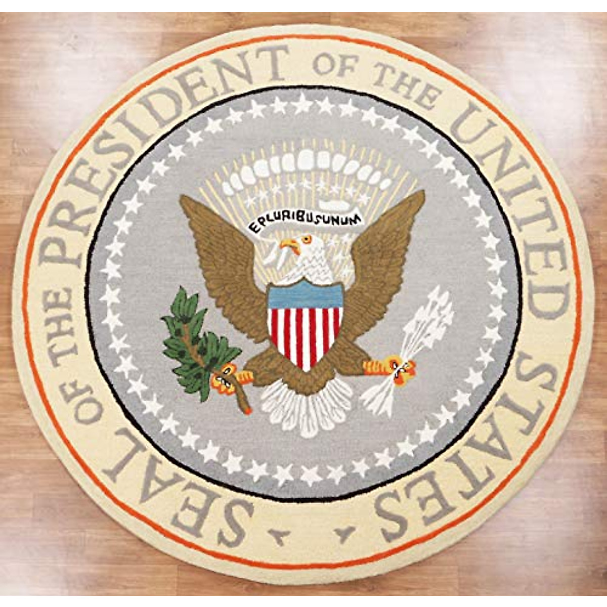 Eagle USA Pluribus Unum Seal Of The President United States Of America Handmade Tufted 100%Woolen Round Area Rugs & Carpet (4'x4' Round)