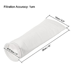 PATIKIL 4 Inch Ring Filter Socks 1 Micron, 2 Pack Mesh Bags Pool Skimmer Basket, White