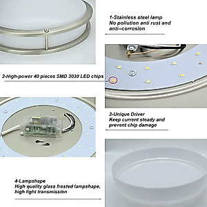 DLLT 30W Modern Dimmable LED Flush Mount Ceiling Light Fixture with Remote-13.31 Inch Round Close to Ceiling Lights for Living Room/Kitchen/Bedroom/Dining Room, 3000K-6000K 3 Light Color Changeable