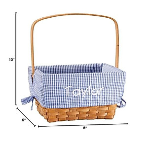 Fox Valley Traders Personalized Blue Gingham Wicker Easter Basket