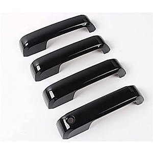 eLoveQ Gloss Black Handle Cover Covers Compatible with Ford 2015-2019 F-150/2017-2019 F-250 + F-350 Superduty (Gloss Black-w/o Smart Keyless)