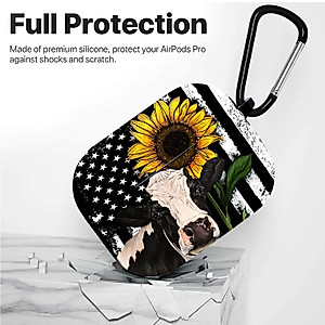 Cow Sunflower Flag Airpods Case Compatiable with Airpods pro - Airpods pro Cover with Key Chain, Full Protective Durable Shockproof Personalize Wireless Headphone Case