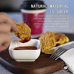 DELLING Ultra-Strong 3 Oz Ceramic Dip Bowls Set, White Dipping Sauce Bowls/Dishes for Tomato Sauce, Soy, BBQ and other Party Supplies - Set of 6