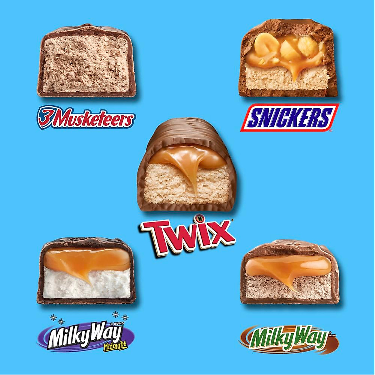SNICKERS, TWIX, MILKY WAY & 3 MUSKETEERS Variety Pack Fun Size Milk & Dark Chocolate Candy Bars Assortment, 30 Pieces