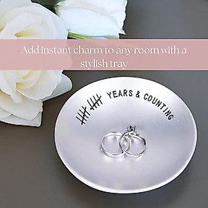 PureRejuva 10th Anniversary Tin Gifts – 4 In, Engraved, Aluminum Wedding Ring Holder Dish & Gift Box – 10 Year Anniversary for Him & 10 Year Anniversary for Her Smooth Style
