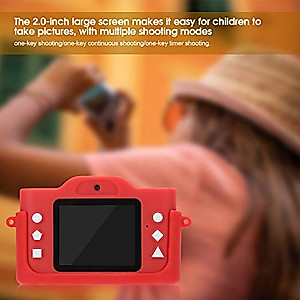 Jopwkuin Santa Child Camera, One Key Shooting Silicone ABS Easy to Operate Child Camera Portable with Built in Mp3 Music Multi Languages for Outdoor for Gifts