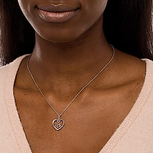 CTIEIP 0.15cttw Natural Diamonds Paw Pendant Necklace in Sterling Silver For Women,Diamond Necklace For Dog Lovers (I2-I3 Clarity)