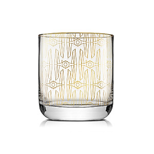 JoyJolt Star Wars Glassware. 'Deco' Lowball Glasses Set of 4, 10oz Star Wars Glasses. Short Glass Tumbler with Darth Vader in a Retro Crystal Glass Cup. Double Old Fashioned Rocks Glass or Water Glass