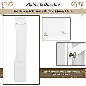 ZSQ TV Entertainment Wall Unit with Bridge, Modern TV Console Table for TVs Up to 70”, Multifunctional TV Stand with Tempered Glass Door (White)