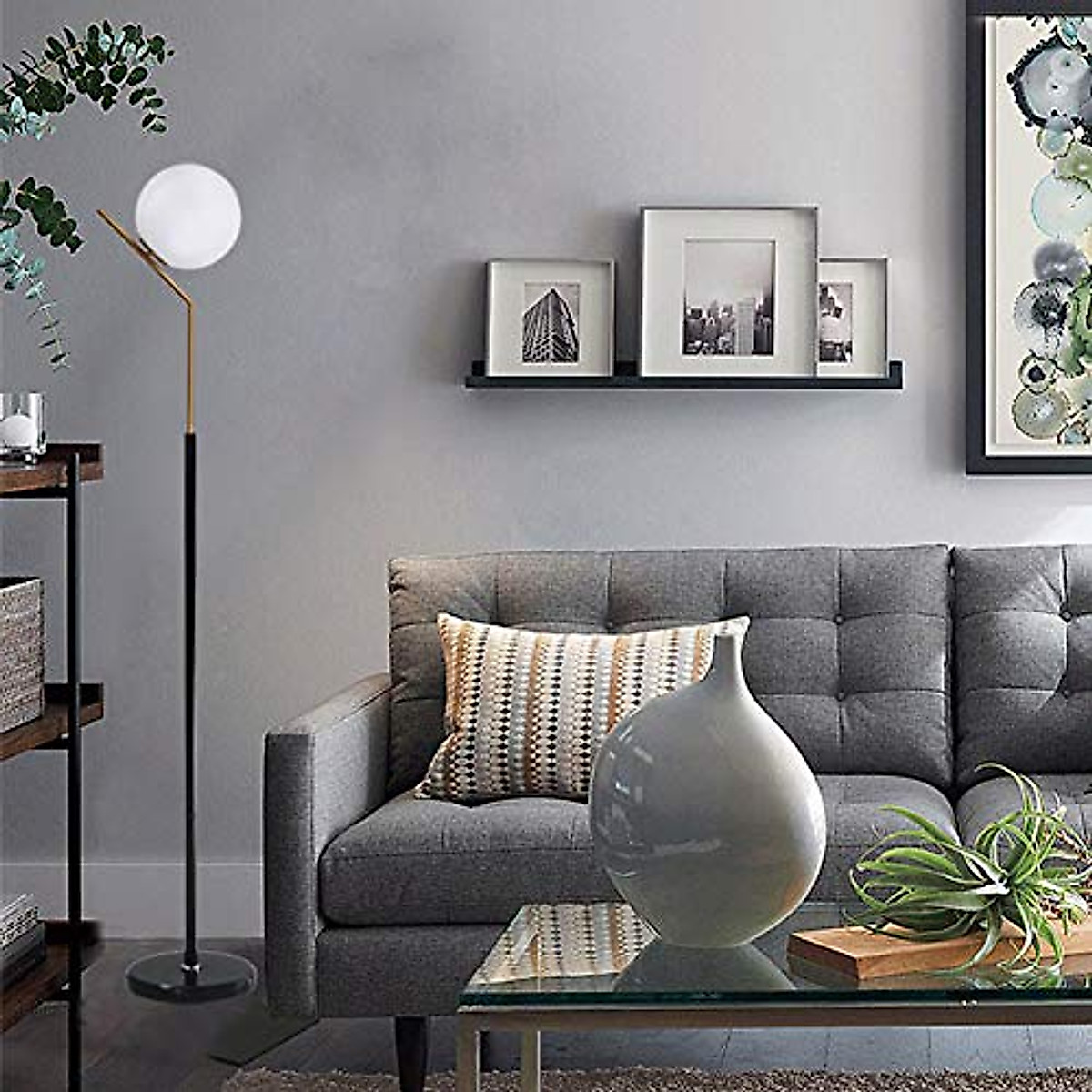 Hsyile Lighting KU300207 Modern Creative White Glass Ball Floor Lamp for Living Room,Bedroom,Office,Hotel,1 Light