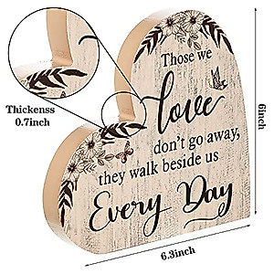 Sympathy Gift Memorial Heart Present for Loss of Loved One Wooden Remembrance Bereavement Gift Condolence Sign Loss of Father Mother Son Brother Decor 6.3 x 6 x 0.7 Inches(Simple Style)