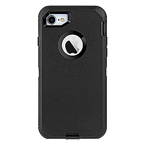 JIETWU for iPhone 8/iPhone 7 Built-in Screen Protectior Case, Drop Shock Dust Protection Strong and Durable Heavy Duty Full Body Rugged 3-Layer Military for iPhone 8/iphone7 Case (Black)