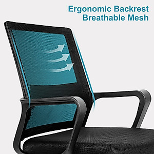 Task Office Guest Chair with Lumbar Support and Mid Back Mesh Space Air Grid Series for Reception Conference Room, Stationary, Black (2 Pack)