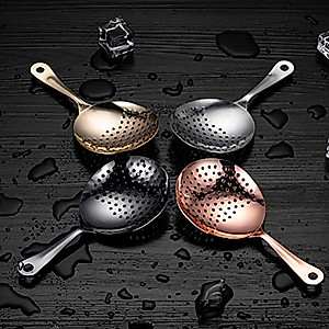 UPKOCH Stainless Steel Julep Strainer Cocktail Strainer Stainless Steel Cocktail Strainer Filter Bar Drink Strainer Utensil for Bartenders and Mixologists (Black)