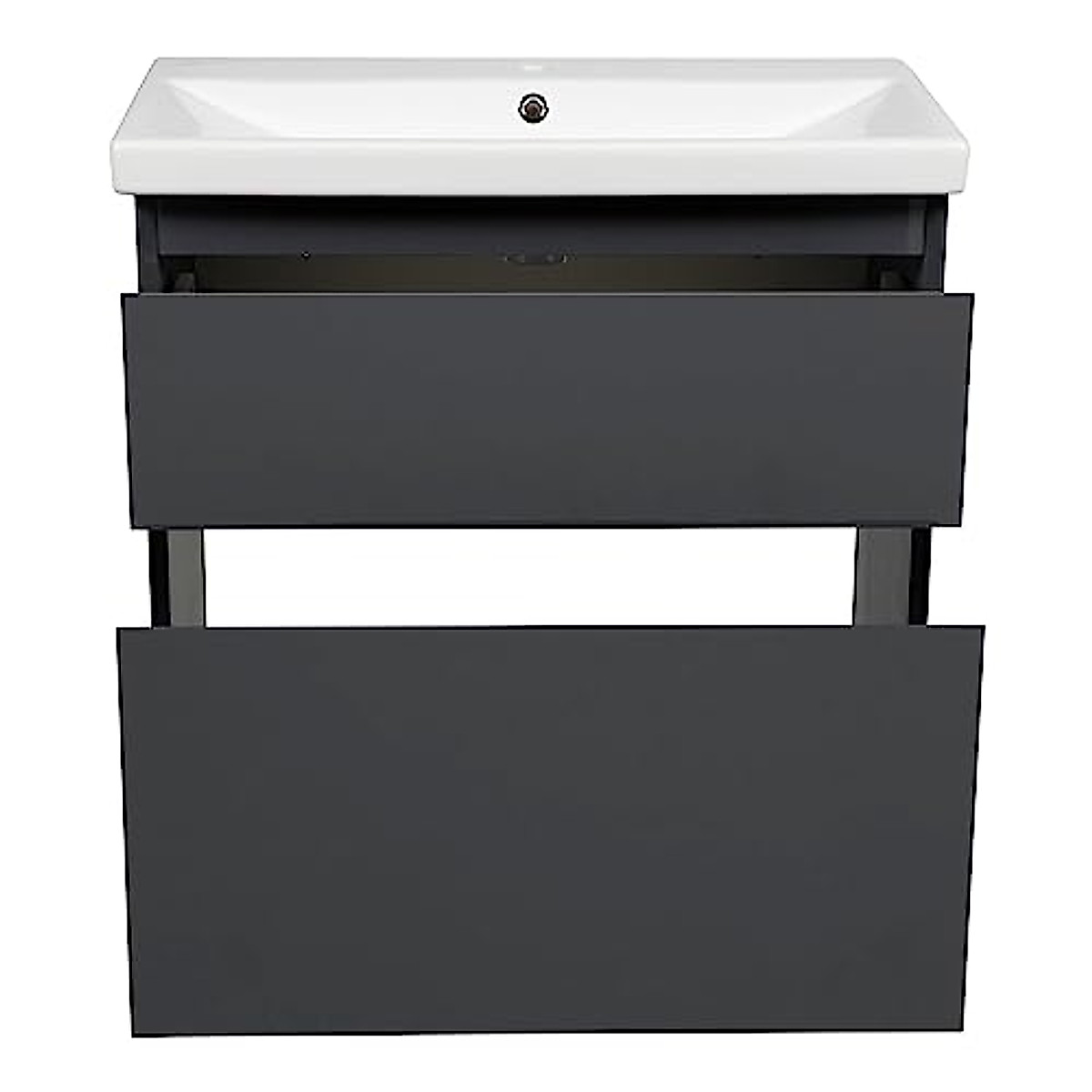 Modern Free Standing Bathroom Vanity with Washbasin | Elit Graphite Gloss Collection | Non-Toxic Fire-Resistant MDF-32-Simple Collection 24"