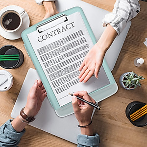 Rimilak Plastic Clipboard with Storage, High Capacity Nursing Clipboards with Pen Holder, Slim Clipboard Storage Box with Heavy Duty Clips, Clipboard Folder Side-Opening, Dark Green