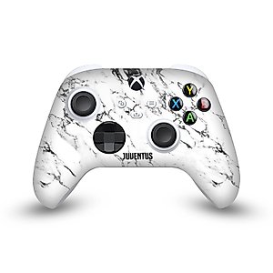 Head Case Designs Officially Licensed Juventus Football Club White Marble Art Vinyl Sticker Gaming Skin Decal Cover Compatible with Xbox Series X/S Controller