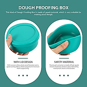 CALLARON Dough Bowl Proofing Boxes Dough Proofing Trays with Lid 700ml Silicone Box Container Pizza Dough Boxes Bread Dough Container Food Storage Box Container for Home Kitchen Green Veggie Tray