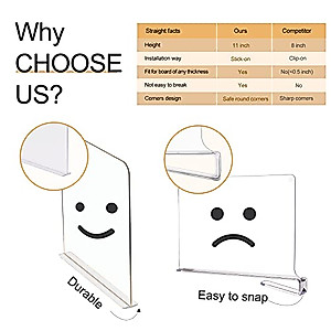 Fixwal 8pcs Acrylic Shelf Dividers, Clear Shelf Divider for Closets, Plastic Shelve Divider for Clothes Separators, Wood Shelves Organizer for Bedroom, Kitchen, Office, Cabinets, Bathroom