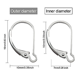 TOAOB 16pcs 925 Sterling Silver Leverback Earring Hooks Hypoallergenic Interchangeable Dangle Ear Wire 10x16mm Leverback Earring Findings for Jewelry Making