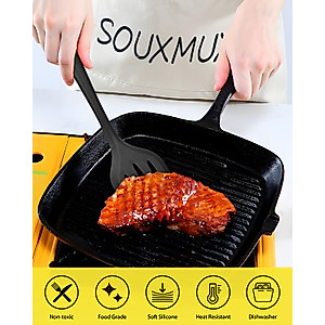 4 Pcs Silicone Kitchen Utensils Set, Wok Spatulas-Slotted Turner-Cooking Spoon-Slotted Spoon, Nonstick BPA Free High Heat Resistant Cooking Utensils for Frying, Mixing, Serving, Draining, Stirring