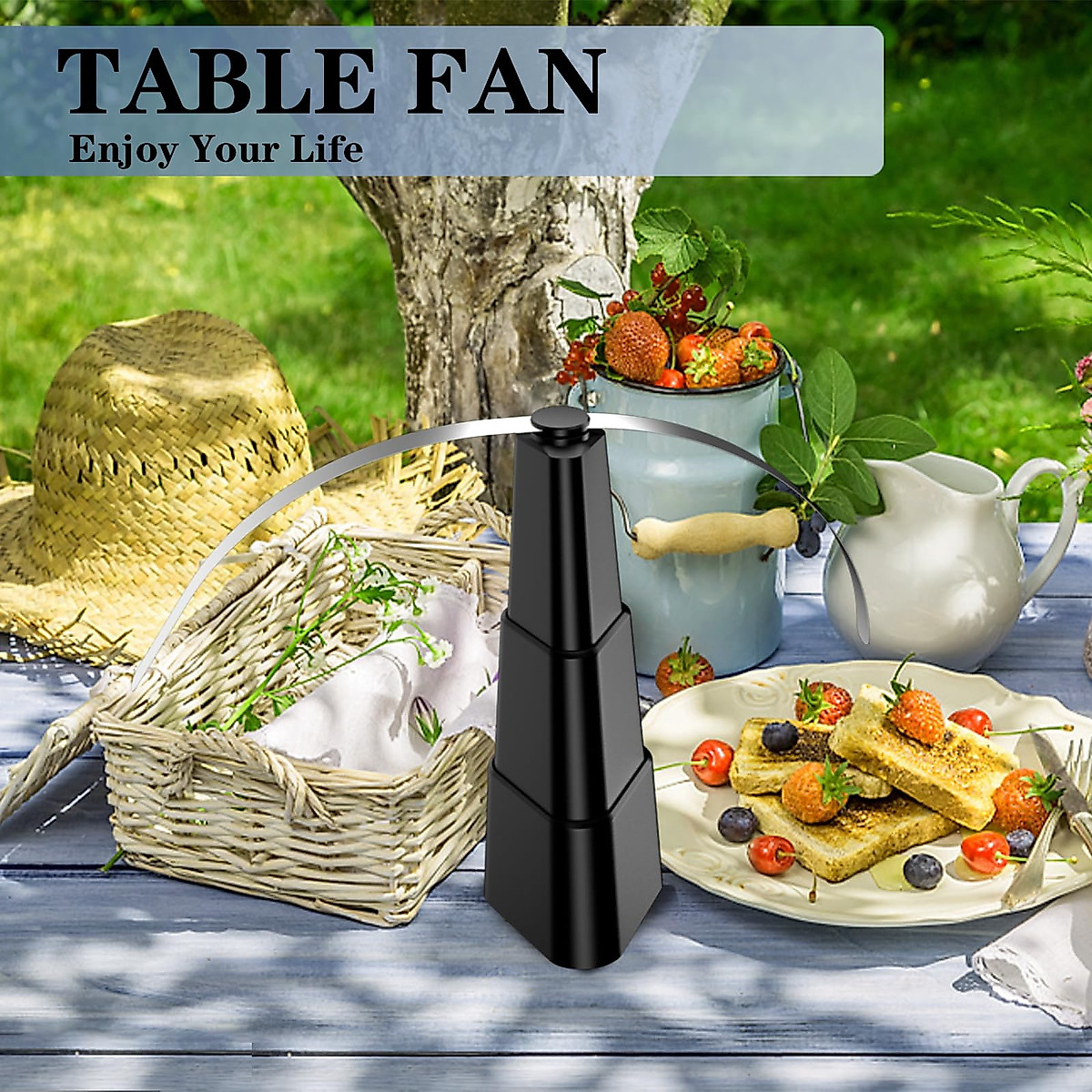 hibiker Stretchable Fly Fans for Tables 4 Packs,Portable Outdoor Fan,Food Fan for Indoor Outside,Battery Powered Fly Fan for Picnic,Party,Restaurant,Kitchen and BBQ