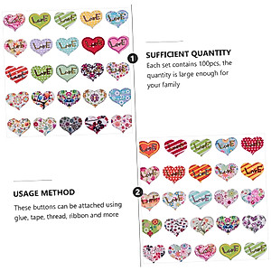 EXCEART 200 Pcs Wooden Heart Button Nativity Craft Xmas Button Assortment Decorative Wooden Craft Buttons Sewing Button with Hole Dining Table Decor Two-hole Buttons Manual Beads