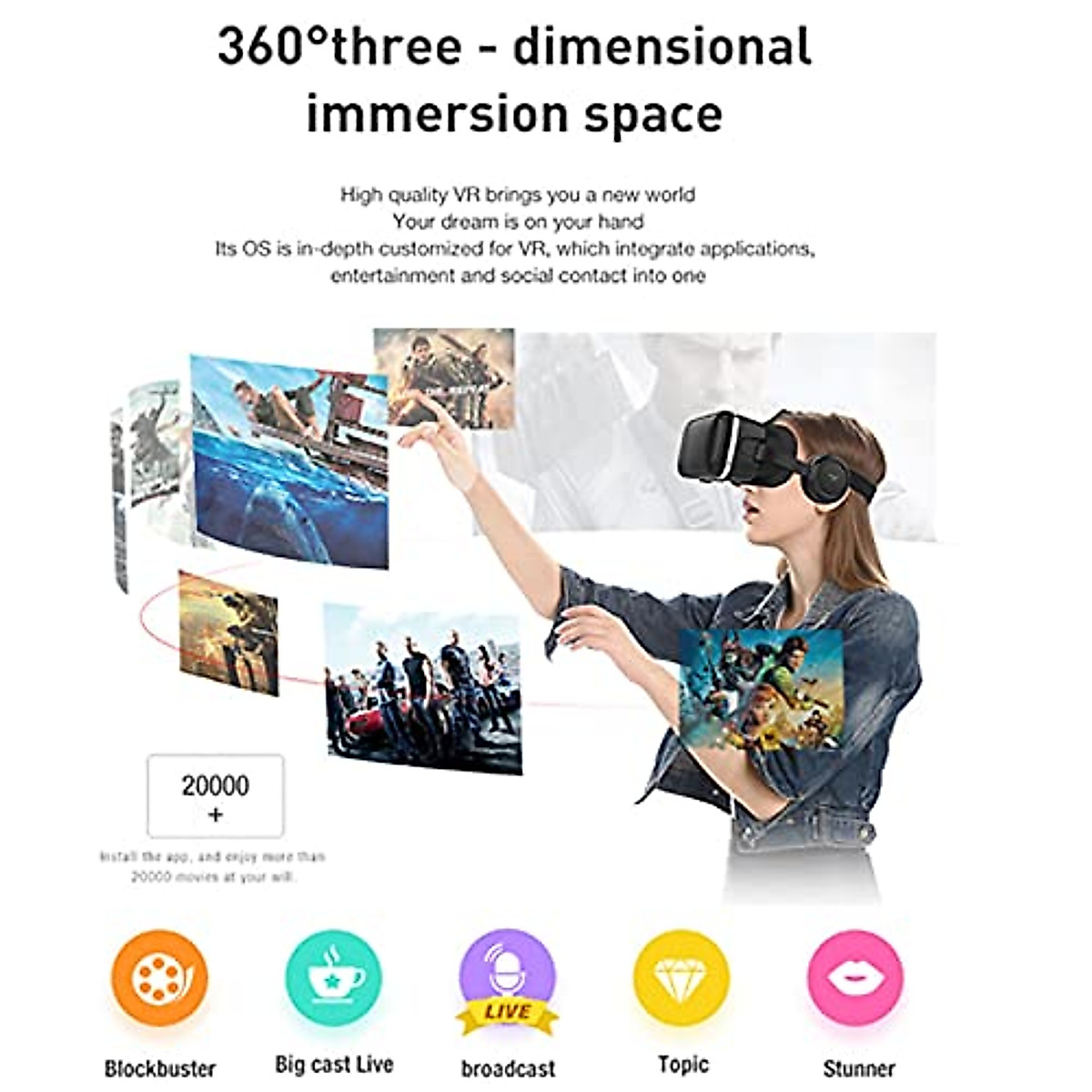 VR Virtual Reality 3D Glasses Vr Box 3D Goggles Headset Helmet Smart Glasses for Smart Phone Stereo (Color : 3)