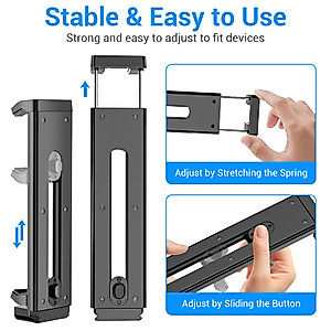 Gahenwo 4"-12.9" Tablet Phone Mount for Tripod, Universal Tripod Mount Adapter for Cell Phone Pad, Tablet Tripod Mount with 1/4" Screw Compatible with Kindle