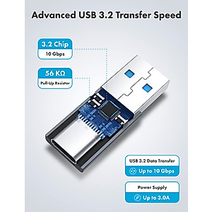 GRAUGEAR USB to USB C Adapter, 10Gbps Double Sided Data Transfer, 3A Fast Charging, USB C Female to USB A Male Adapter 3.2, Compatible with PC, Laptop, MacBook, iPhone, iPad, Apple Watch, Carplay