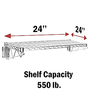 Regal Altair Wall Mount Wire Shelf (Chrome, 24" D x 24" W x 2" H)