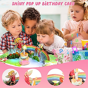 Ecloverlife Musical Birthday Card Girl, Pop Up 3D Birthday Card for Daughter, Granddaughter, Niece - Fairy Birthday Card with Blowable Canlde for 3/4/5/6/7/8 Years-Old Girls