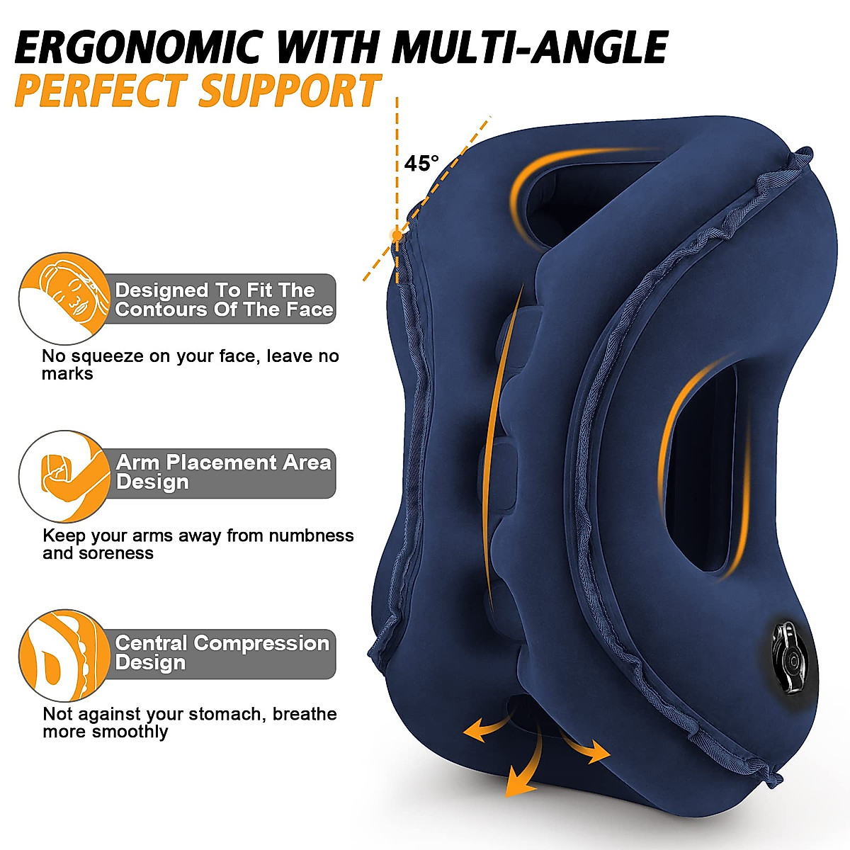 Inflatable Travel Pillow,Multifunction Travel Neck Pillow for Airplane to Avoid Neck and Shoulder Pain,Support Head,Neck,Used for Sleeping Rest, Airplane and Home Use,with Eye Mask, Earplugs,Blue