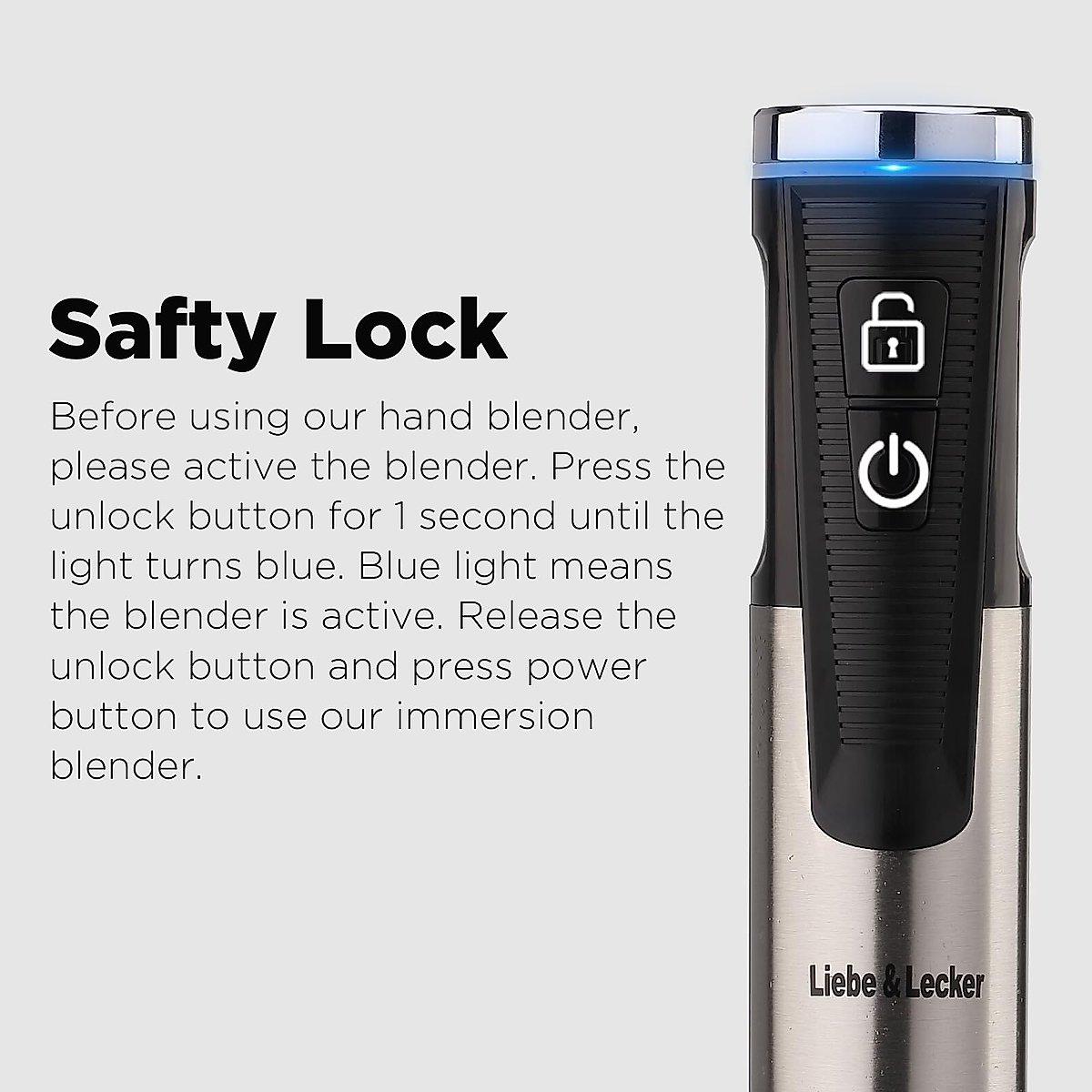 Liebe&Lecker Cordless Hand Blender, Immersion Blender Handheld USB Rechargeable 8 Variable Speeds with Whisk, Milk Frother Attachments, Portable Stick Blender for Milkshakes, Smoothies & Soups.