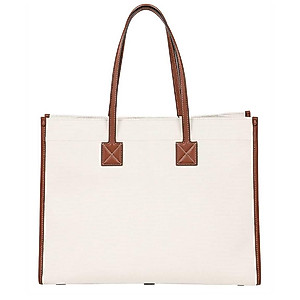 BURBERRY Freya Medium Two-tone Canvas And Leather Tote In Natural/Tan