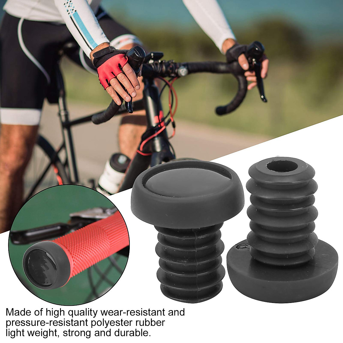 Keenso 22.2mm Bicycle Handlebar End Plugs, Mountain Bike Handlebar Grips Bar End Plugs for Handlebar