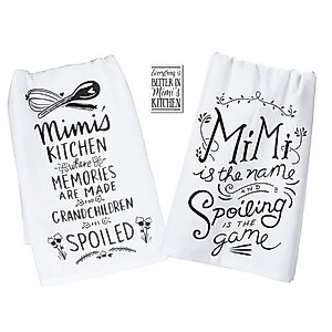 Mimi Gifts from Grandkids - Set with 2 Cute Kitchen Towels with Sayings and a Refrigerator Magnet - Best Christmas, Birthday, Mother's Day Present for Grandmother