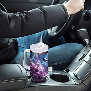 Slewiaeky Tumbler with Handle 40 oz Dragon Wild Myth Travel Mug with Lid and Straw Powerful Stainless Steel Vacuum Insulated Water Bottle Cup for Iced Tea Coffee Cold Beverages Cup Holder Friendly