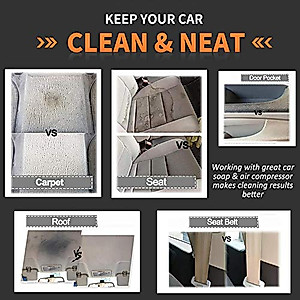 Fochutech Car Cleaning Kit, Car Detailing Kit Cleaning Gun Works with Air Compressor, Pro Auto Detailing Supplies Automotive Interior Deep Clean Stain Remover for Upholstery Carpet Seat Headliner