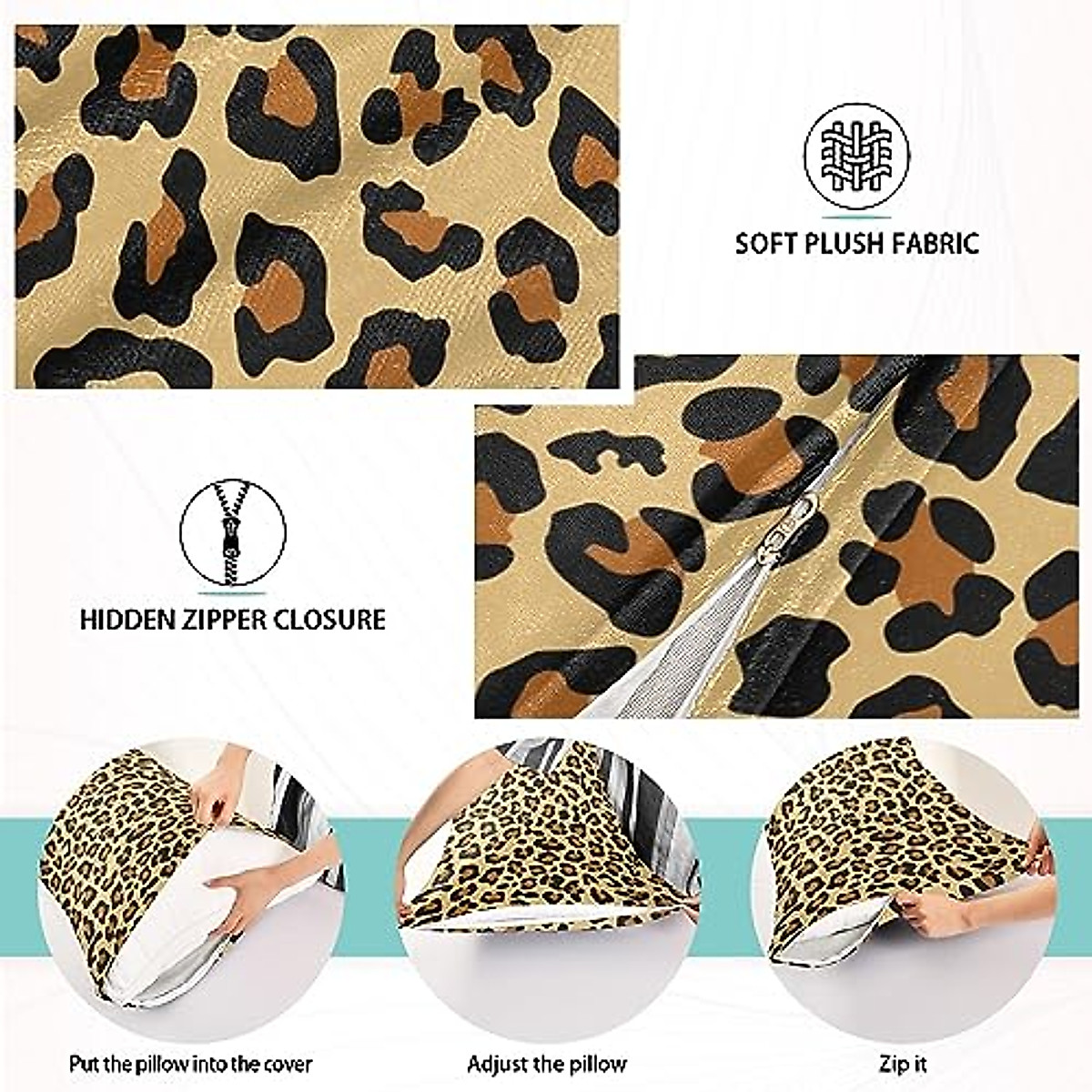 Yellow Camouflage Leopard Pillow Cases King Size Velvet Pillow Covers Super Soft Decorative Pillowcase with Zipper for Women Men Bedroom Sofa Couch