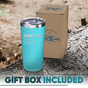 shop4ever Seester Definition Insulated Tumbler 20 oz. with Lid, Stainless Steel Cups Travel Coffee Mug Funny Gift for Sister Best Friend (Teal)