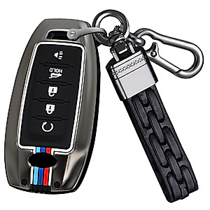 SANRILY Luminous Smart Key Fob Cover Case Fit for Infiniti QX60 QX50 2022 Q50 Q60 2023 QX55 Keyless with Keychain Black
