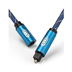 EMK Optical Audio Cable(3.3ft/1m) Toslink Male to Female Audio Adapter Cable,Extension Adapter Nylon Braided Cord Compatible for Home Theater, Sound Bar, TV,Xbox,and More,Blue